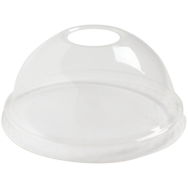 Dome Lid with Straw Hole - 9 to 24 oz Cold Cups, Clear PLA - World Centric