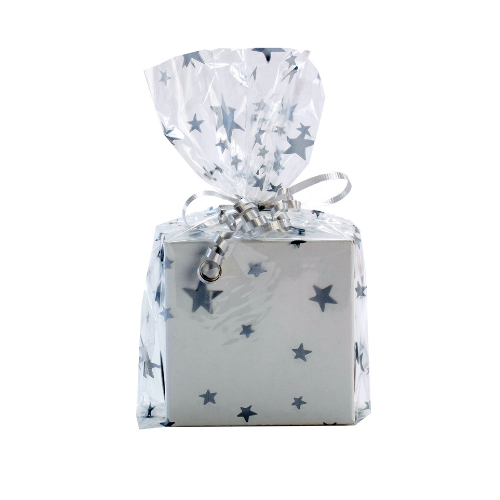 *5 X 3 X 11 1/2 More Stars Silver Cello Bag/100CT - Mid Atlantic Packaging