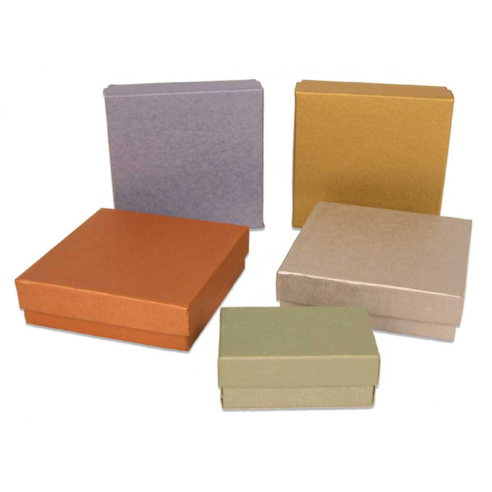 Metallic on Kraft Jewelry Boxes with Cotton - Mid Atlantic Packaging