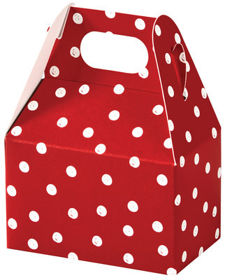 ^4" x 2 1/2" x 2 1/2" Red & White Dots Mini Gable Boxes/6 - Mid ...