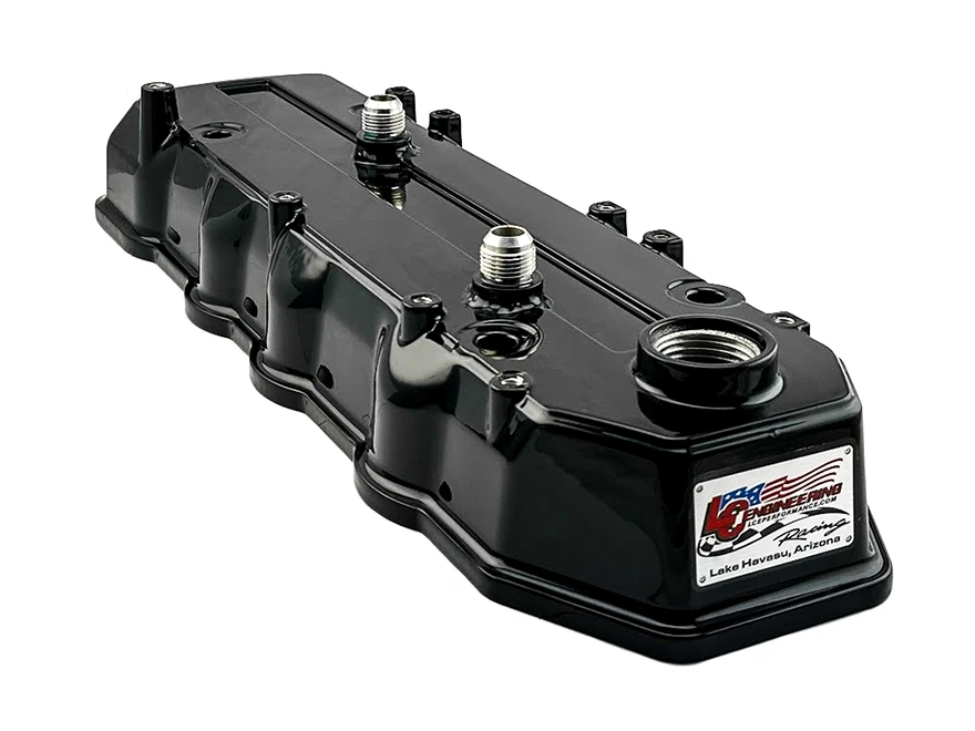 Black Valve Cover (w/ AN Fittings) - 22R/RE/RET(9 Bolt Hole)