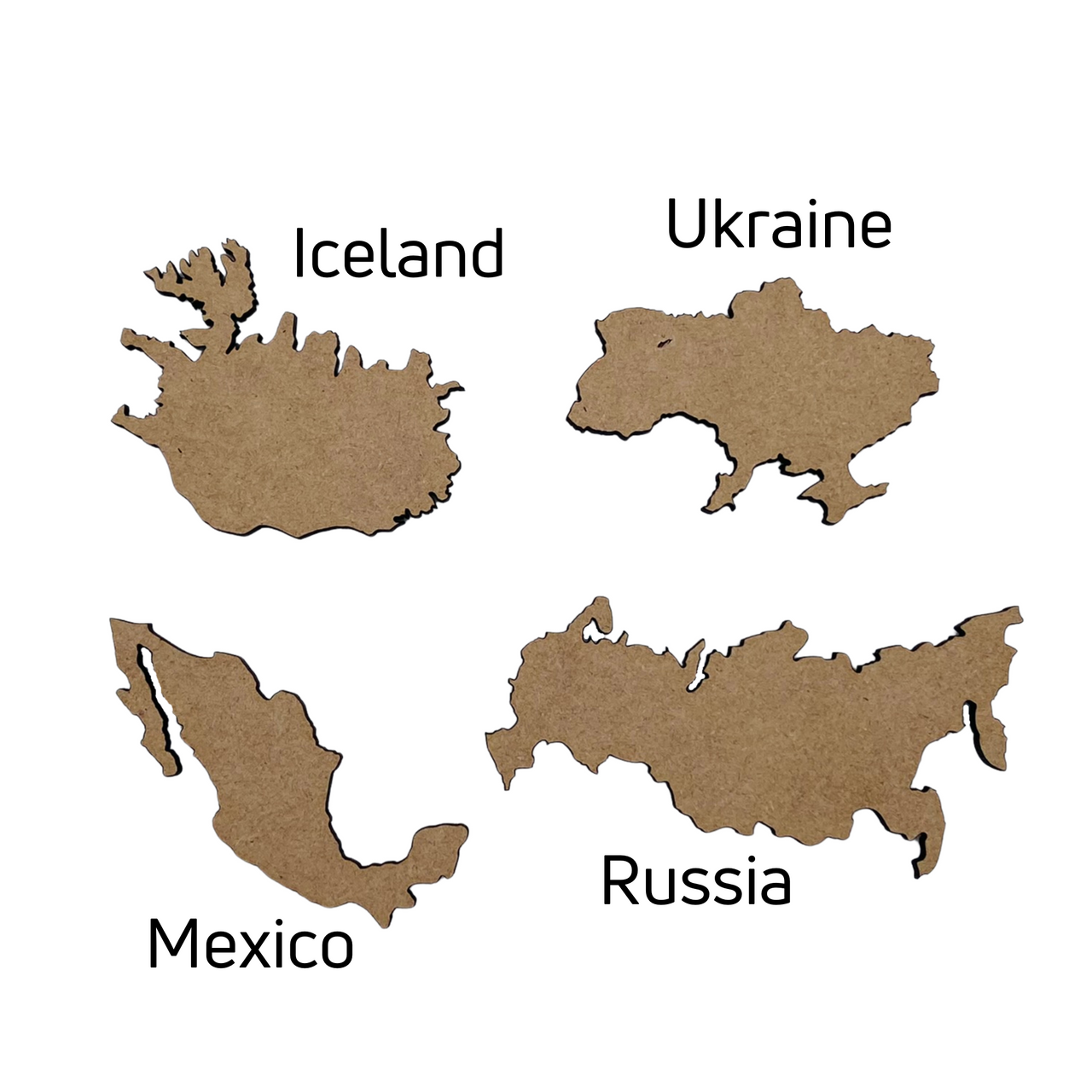 Shop Online Country Cutouts | Wooden Territories Cutouts | World Map