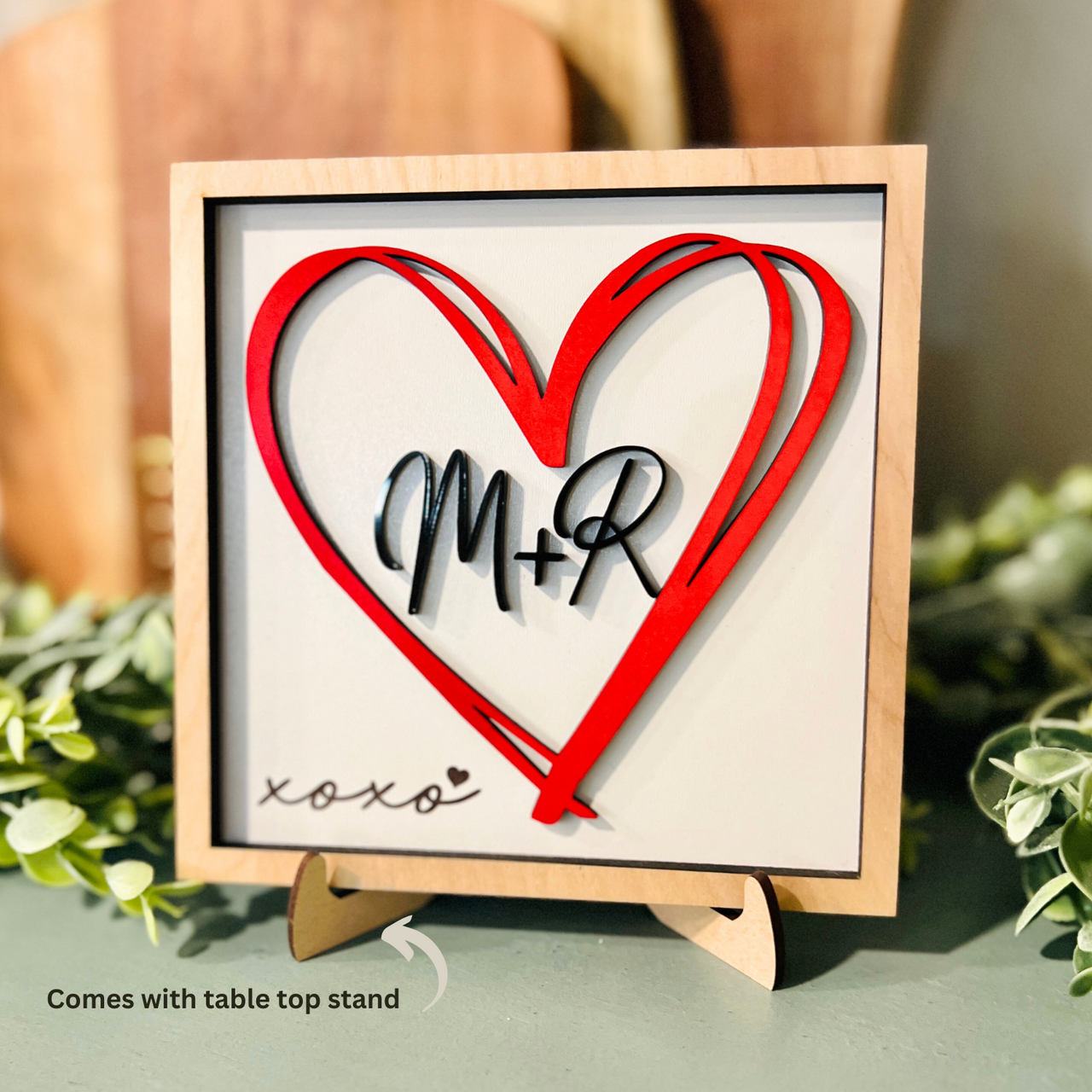 Personalized Valentine Heart Sign with Initials - Couples Valentine Gift