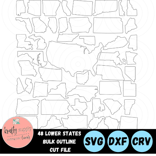 Buy Online 48 Lower States Outline | SVG Files | U.S.A. Cut Files