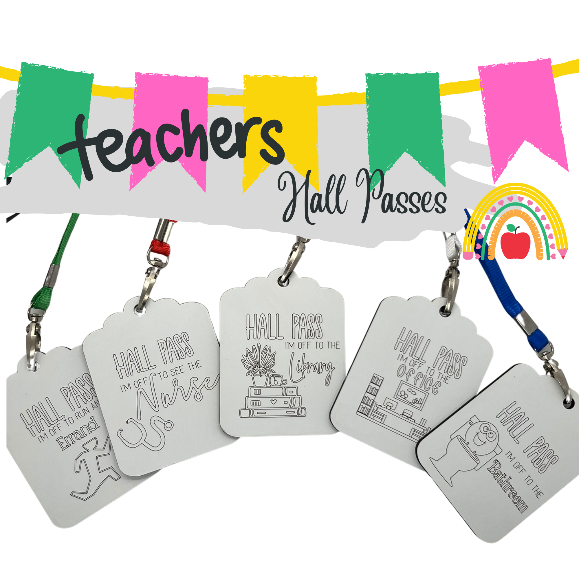 Hall passes, Set of 5, Classroom Supplies, Back to School Supplies ...