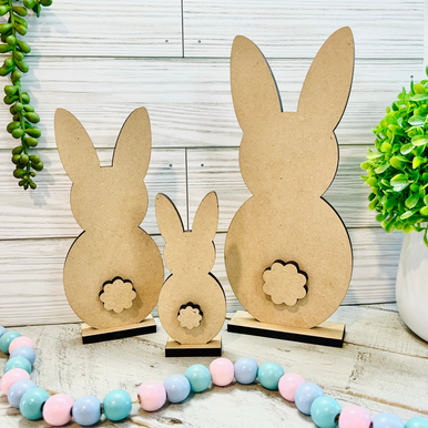 Set of 3 Bunnies | Wood Bunny | Wooden Craft Bunnies