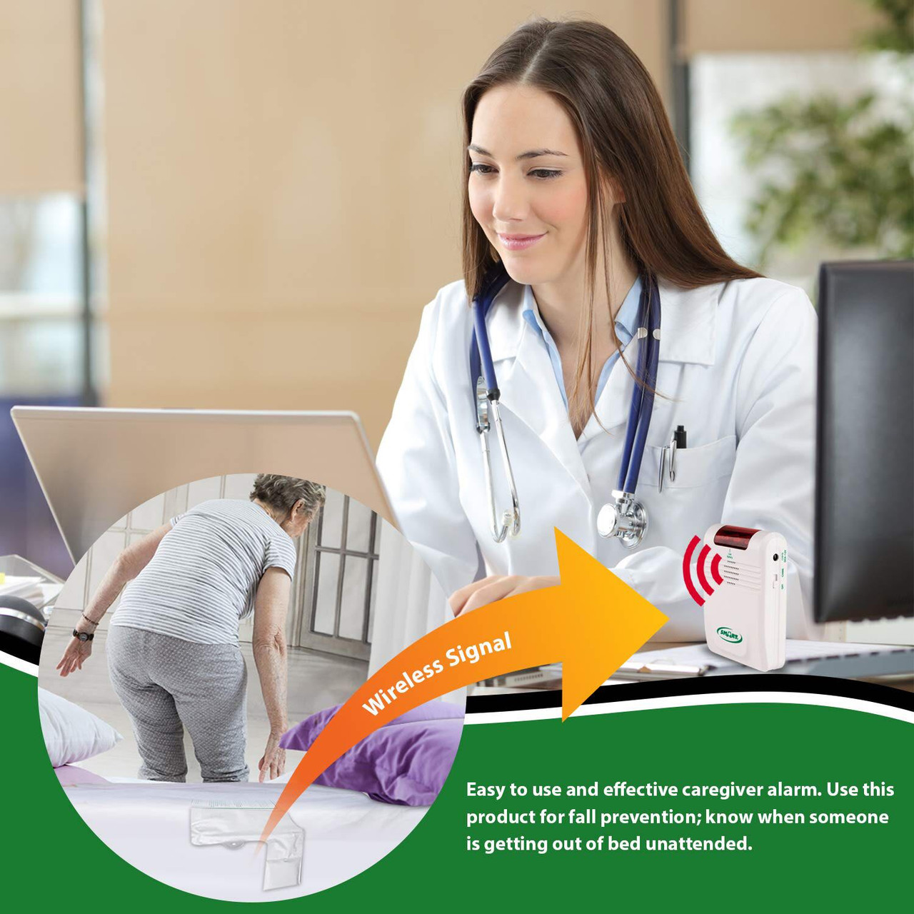 Smart Caregiver CordLess Bed Sensor Pad 10"x30" - 1 year pad life ...