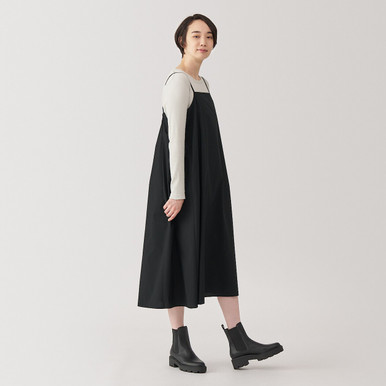 Robe mi‐longue à bretelles en mélange de coton Quick‐Dry femme | MUJI
