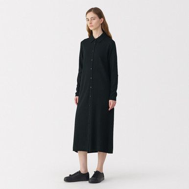 Robe en coton et tricot de laine de yak pour femme | MUJI