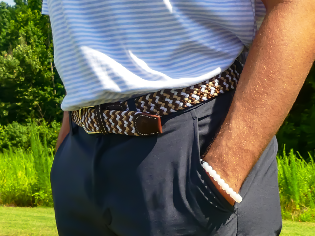 The Marfa Tri-Color Woven Elastic Stretch Belt