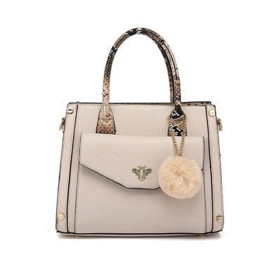 Felicity Bee Snake Print Bag - Nude