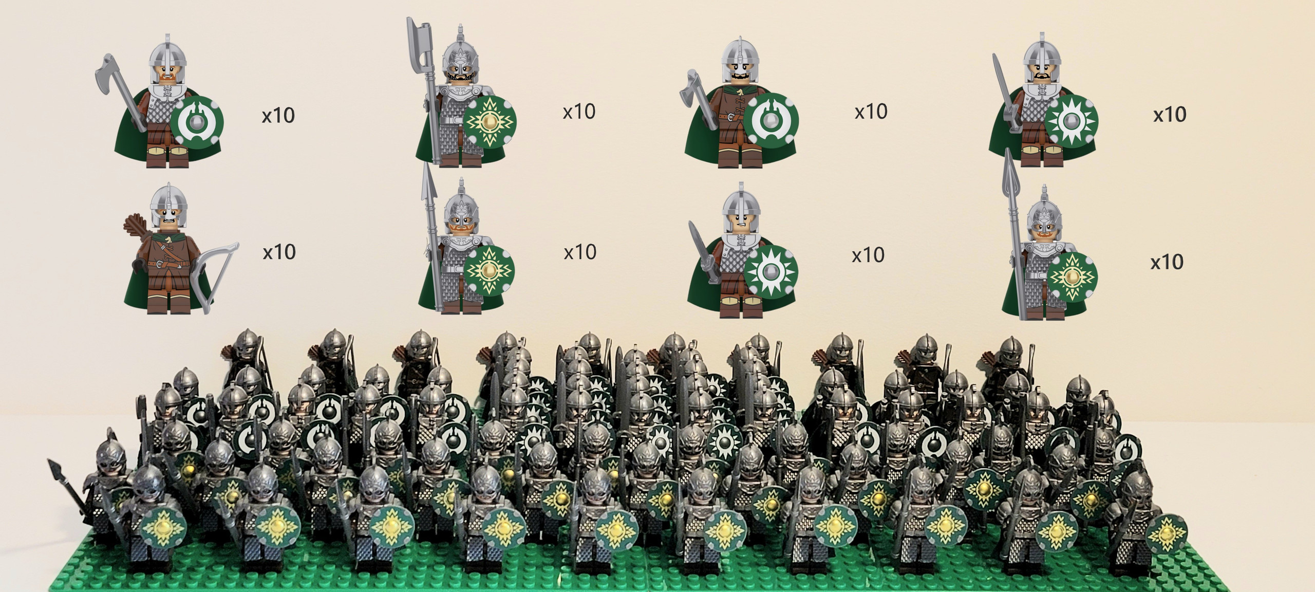 LOTR Rohan Royal Guards Battalion Infantry Army 80 Minifigures Set - J ...