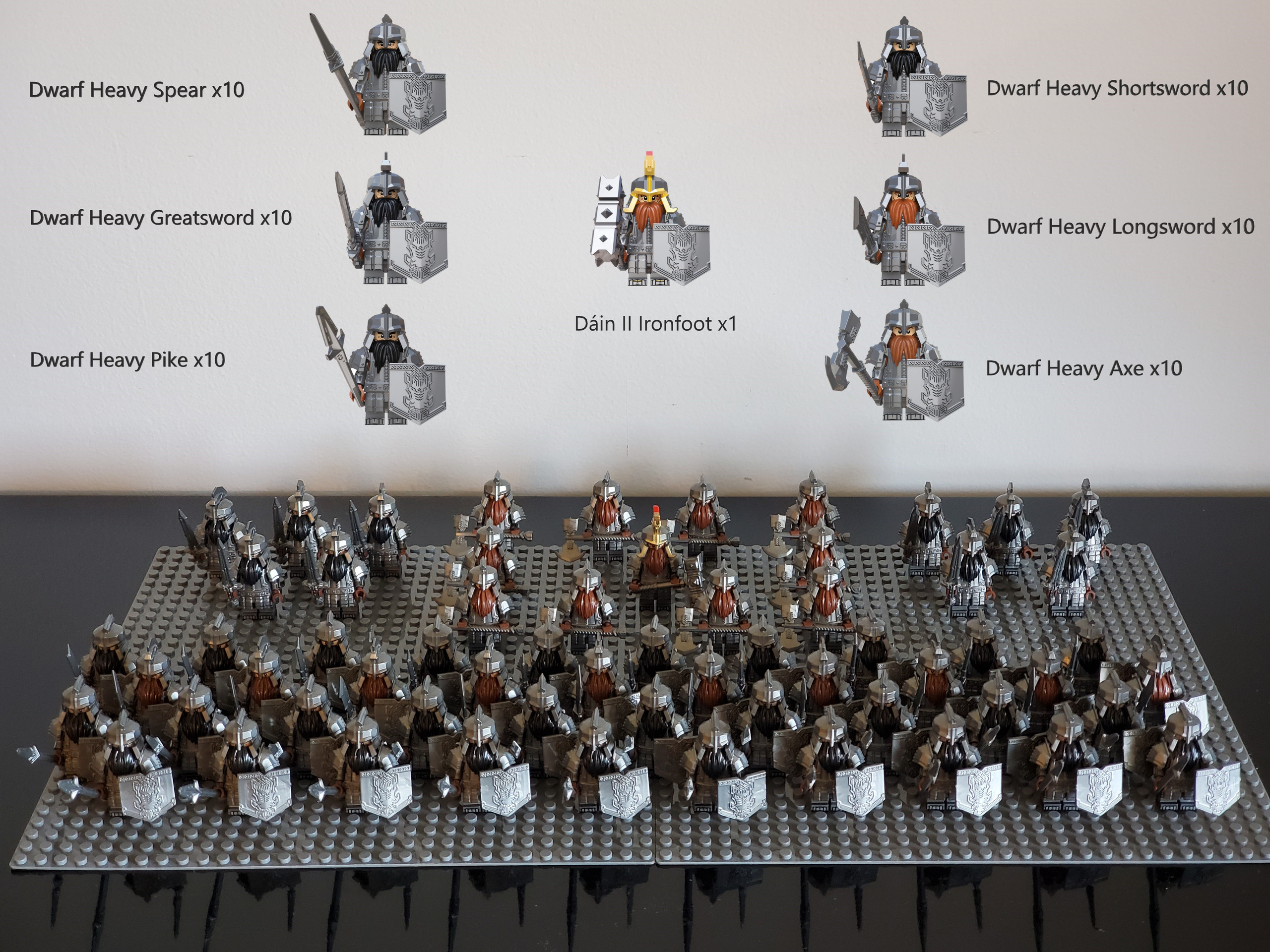 LOTR Dwarf Heavy Battalion Infantry Army 61 Minifigures Set - J's ...