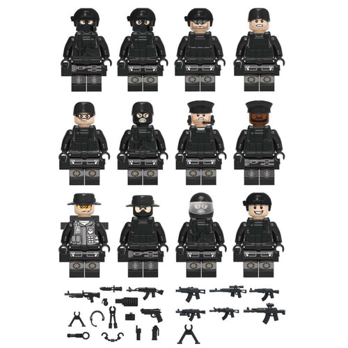 SWAT Team Special Forces 12 Custom Minifigures + Container Box Display ...