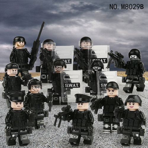 SWAT Team Special Forces 12 Custom Minifigures + Container Box Display ...