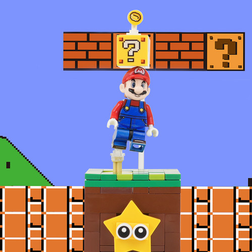 Super Mario Brothers Mario Jump Question Mark Custom MOC Building Block ...