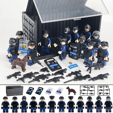 Police Team Special Forces 12 Custom Minifigures + Container Box ...