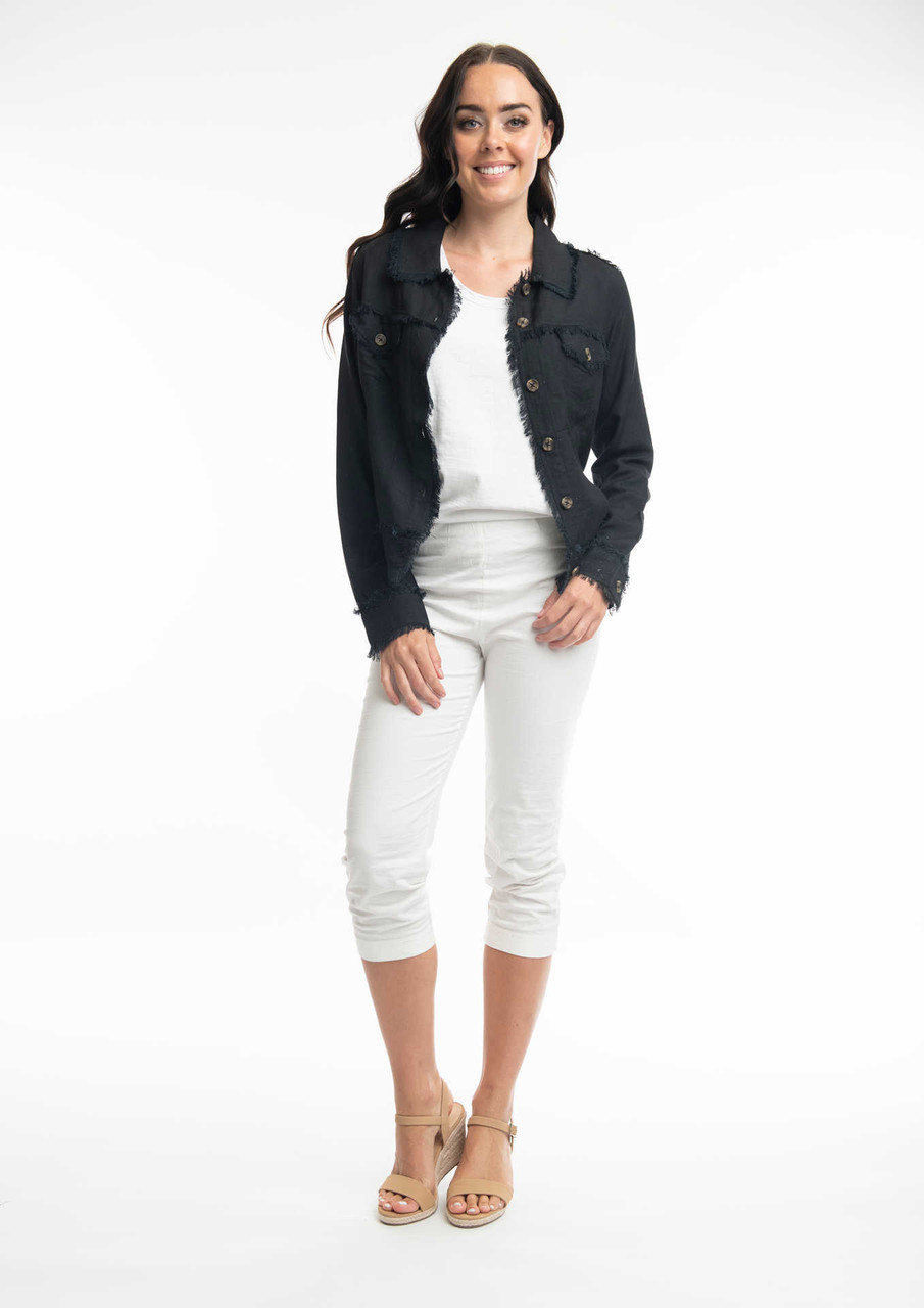 Orientique Linen Blend Jacket in BLACK (#62617 ) - JUNGLE ROAD CLOTHING
