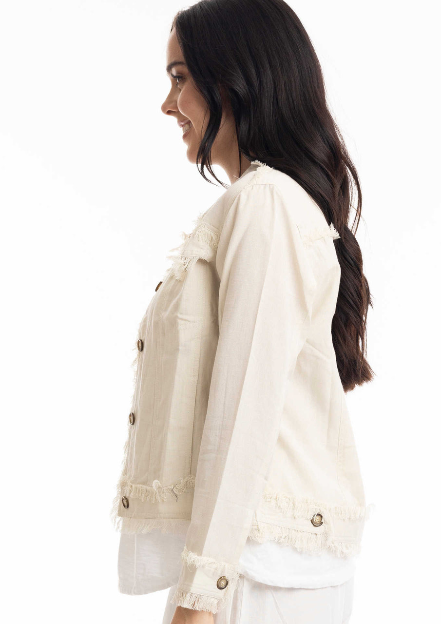 Shop Orientique Linen Blend Jkt in SAND (#62617) - Jungle Road Clothing ...