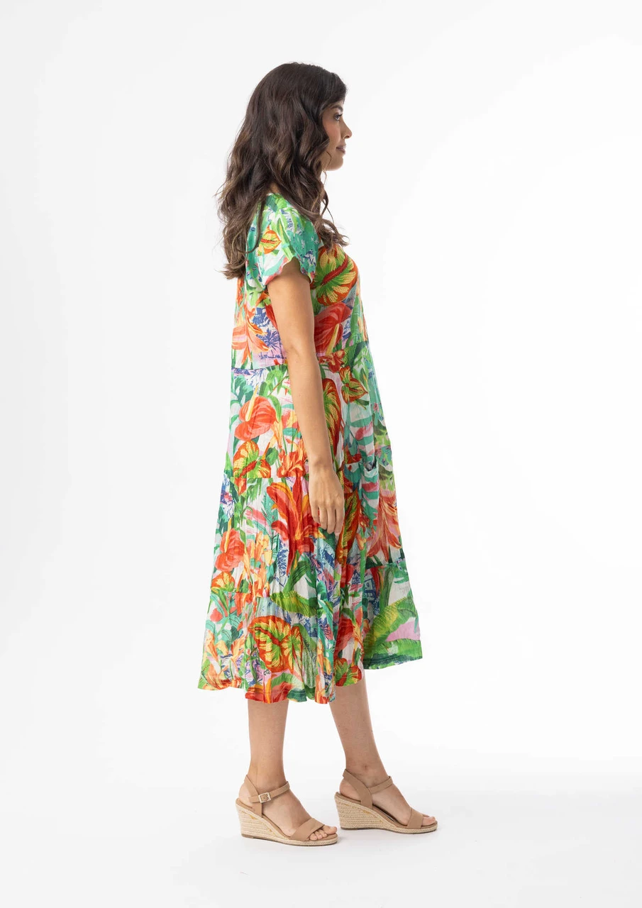 SHOPOrientique Bias Layer Dress in EQUADOR Print (#40214) - JUNGLE ROAD