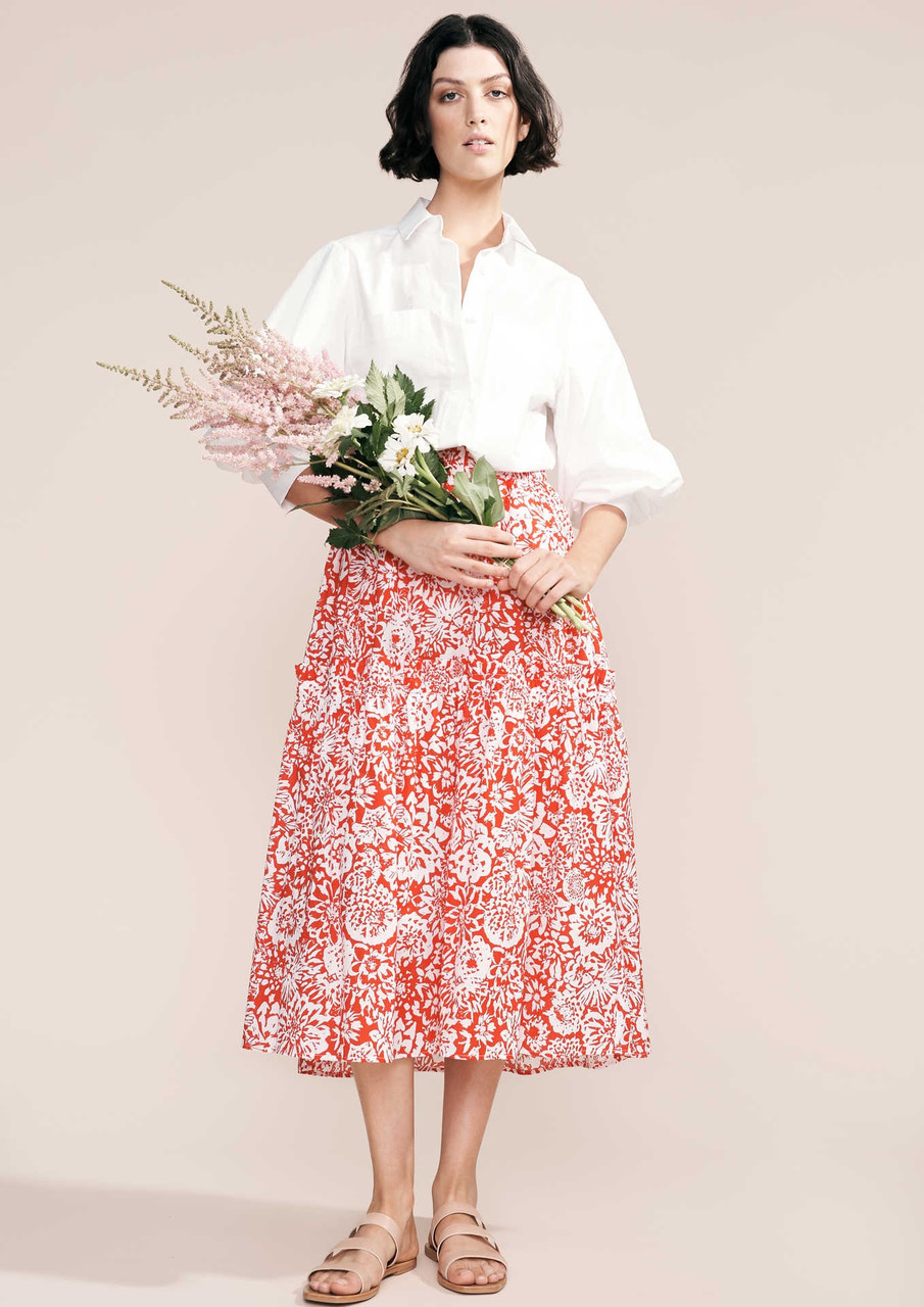 SHOP ON SALE LAYERD COTTON PRINT SKIRT - JUNGLE ROAD