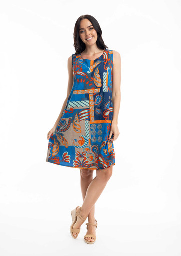 Shop ON SALE Orientique Reversible Sleeveless Dress in CAMPS BAY Print ...