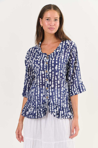 Shop Namastai Cotton Button Through Shirt in Freshwater Pearl Print (# ...