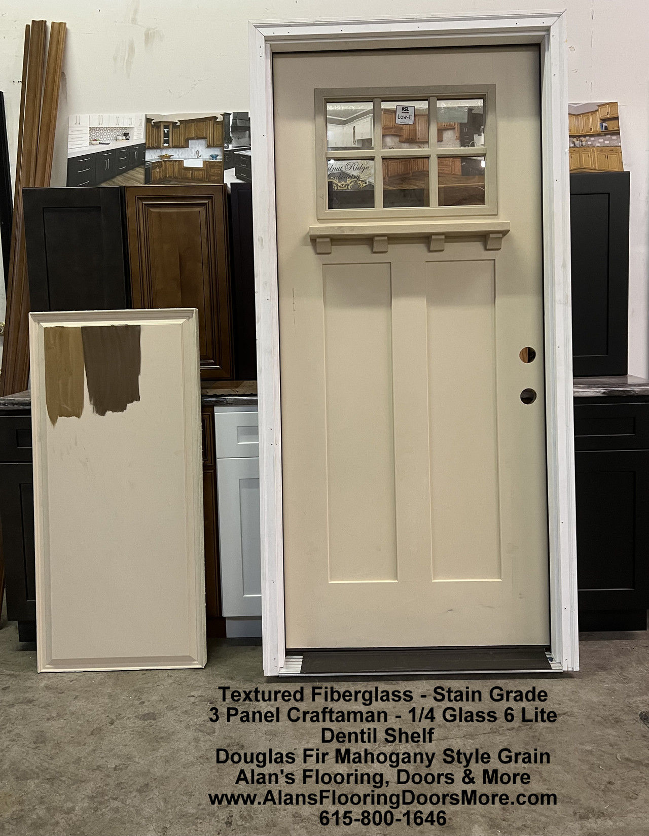 36 in. x 80 in. Left-Hand 3 Panel Craftsman Textured Stain Grade ...