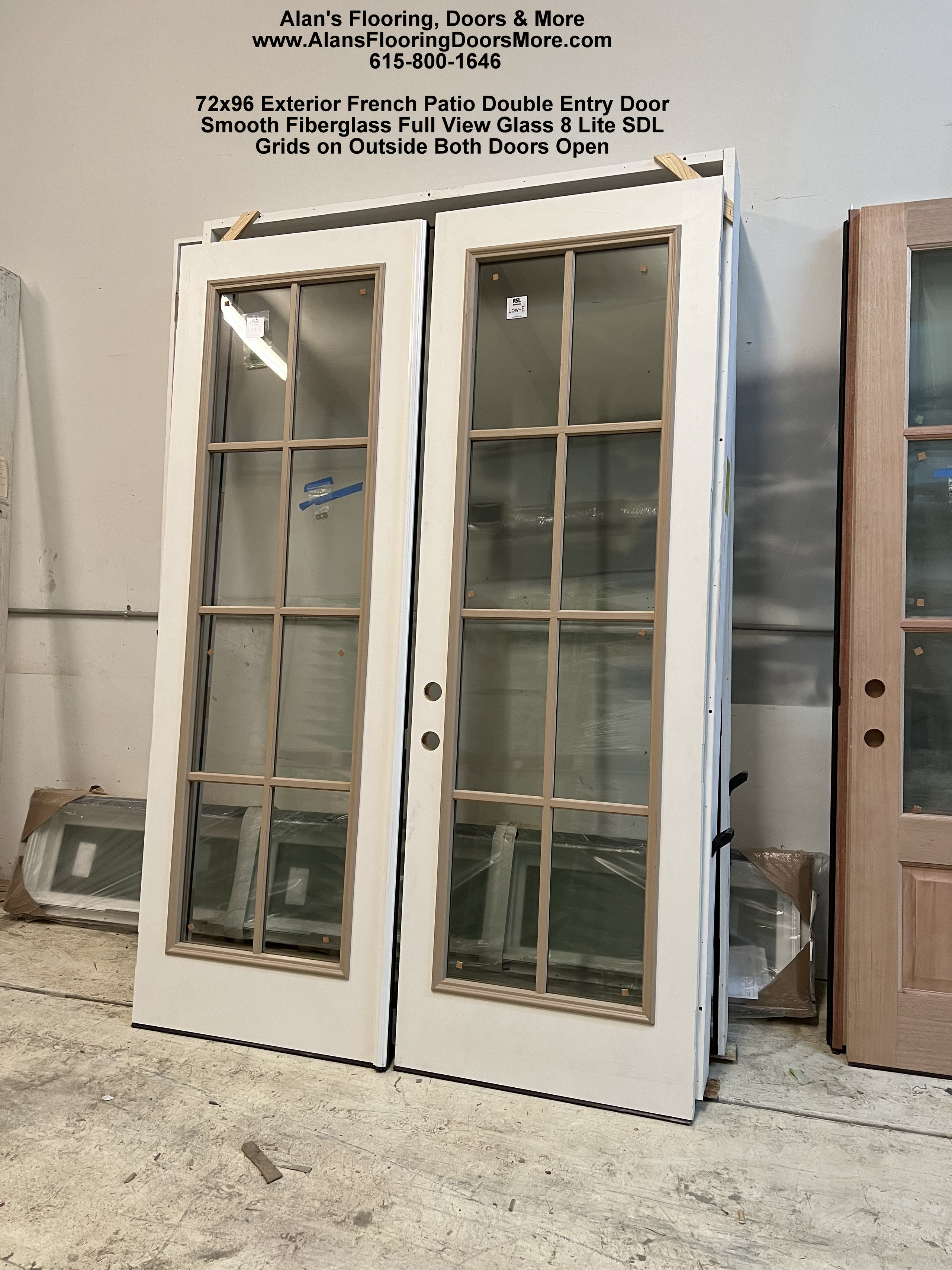 72 in. x 96 in. Exterior French Patio Double Entry Door, Smooth ...