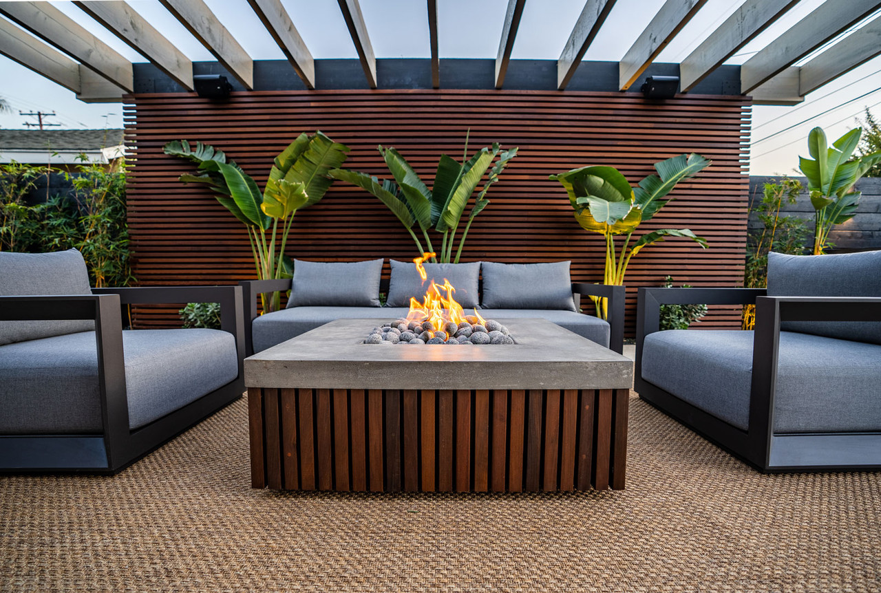 Manchester Fire Table – 42" Square Gas Fire Pit with Brazilian Hardwood ...