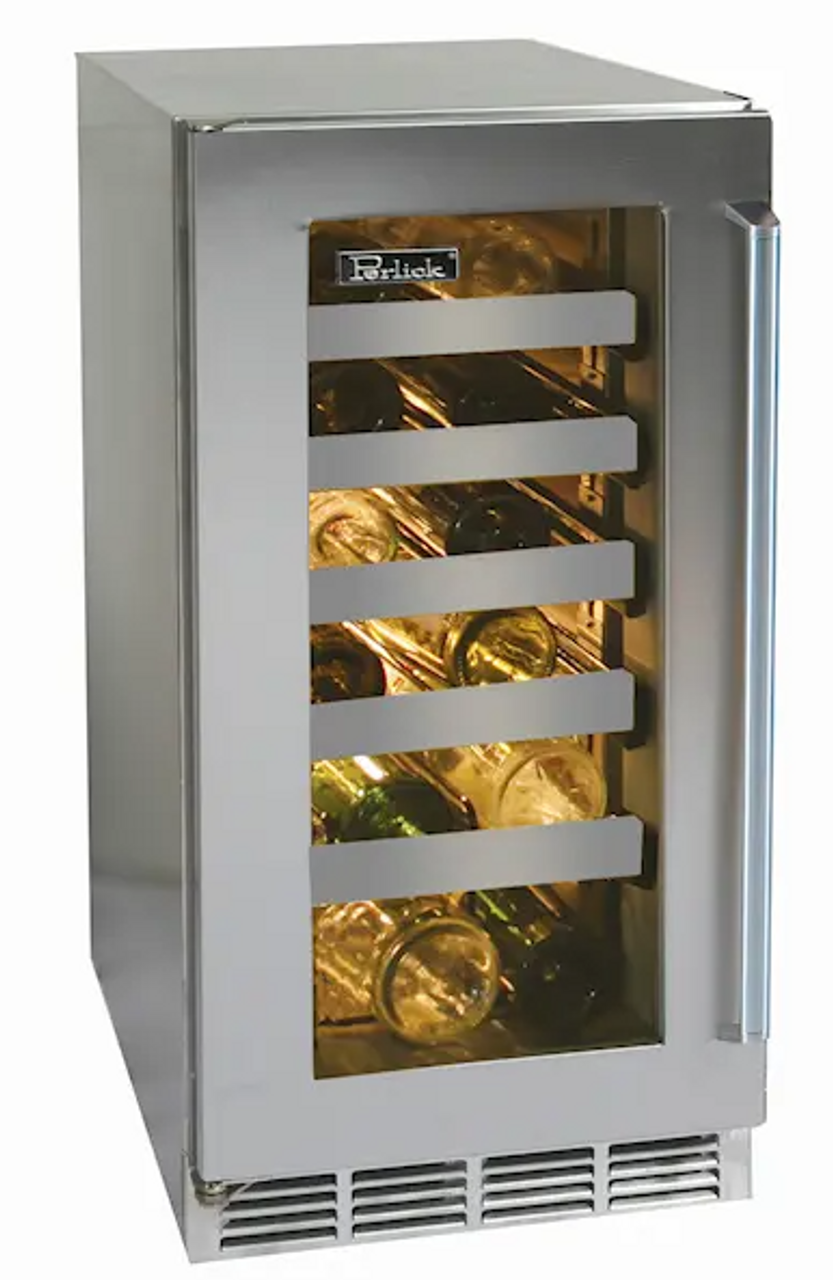 Perlick Signature Series 15 Inch Left Hinge Outdoor Undercounted Wine