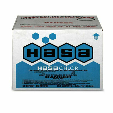 Hasa Sodium Hypochlorite 12.5%, 4x1 gal case - non deposit