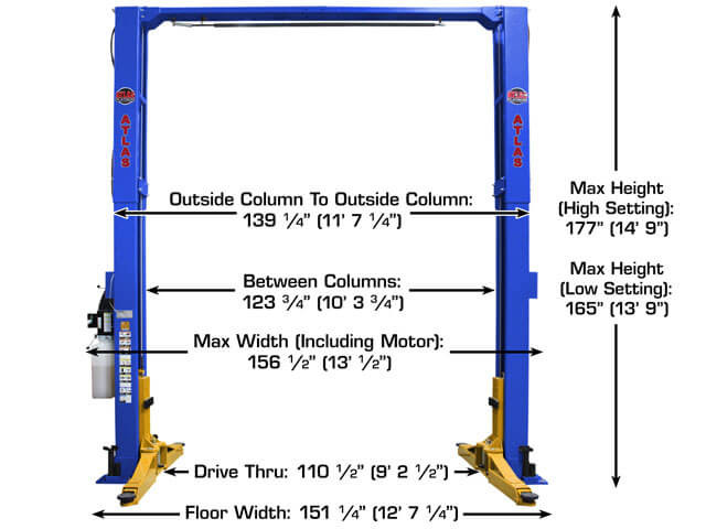 Apex 12 Plus Overhead 12,000 lbs. Capacity Adjustable Height, 2 Post Lift