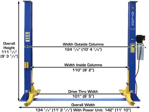 2 Post Car lift with Bottom Plate (9,000 lbs capacity) - 9KBP