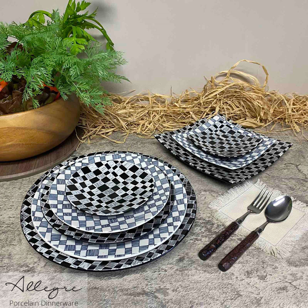 10.75 in. Dinner Plate/ Serving Plate for 2 to 3 Persons - Checkers ...