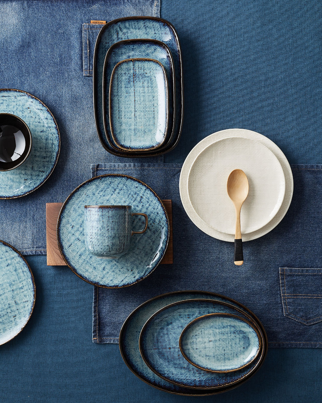 11.25 in. Dinner Plate/ Serving Plate for 2 to 3 Persons - Knit Denim ...