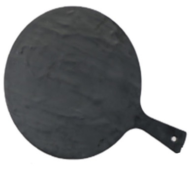 Black Round Board with Handle, 53 cm, Melamine - Series E Mela Slate