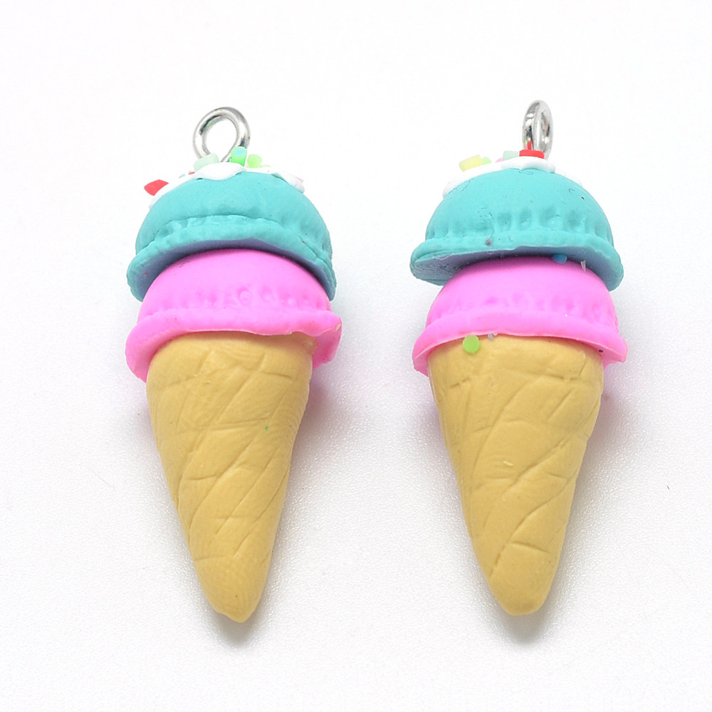 Handmade Polymer Clay Ice Cream Cone Charms