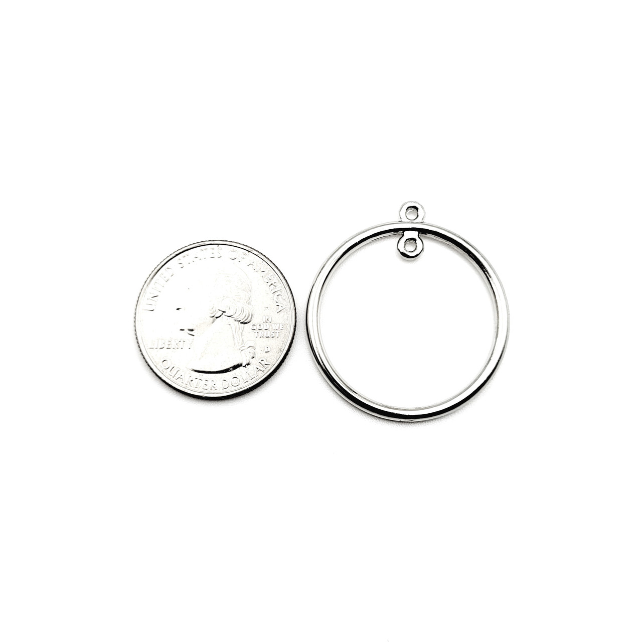 Silver Circle Charm Bezel Pendant