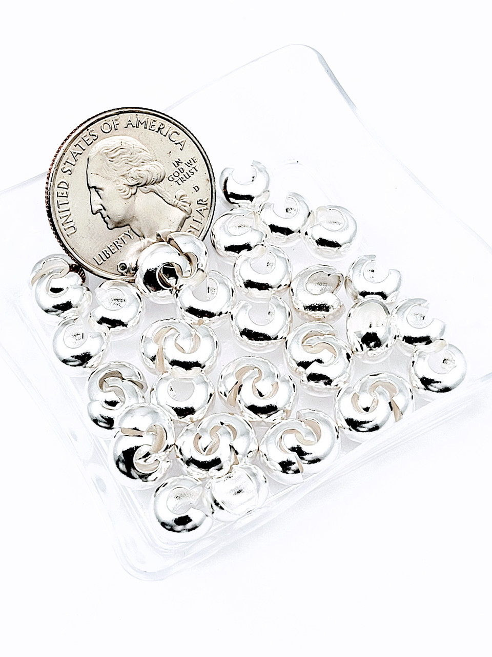 10mm Bright Silver Bead Covers