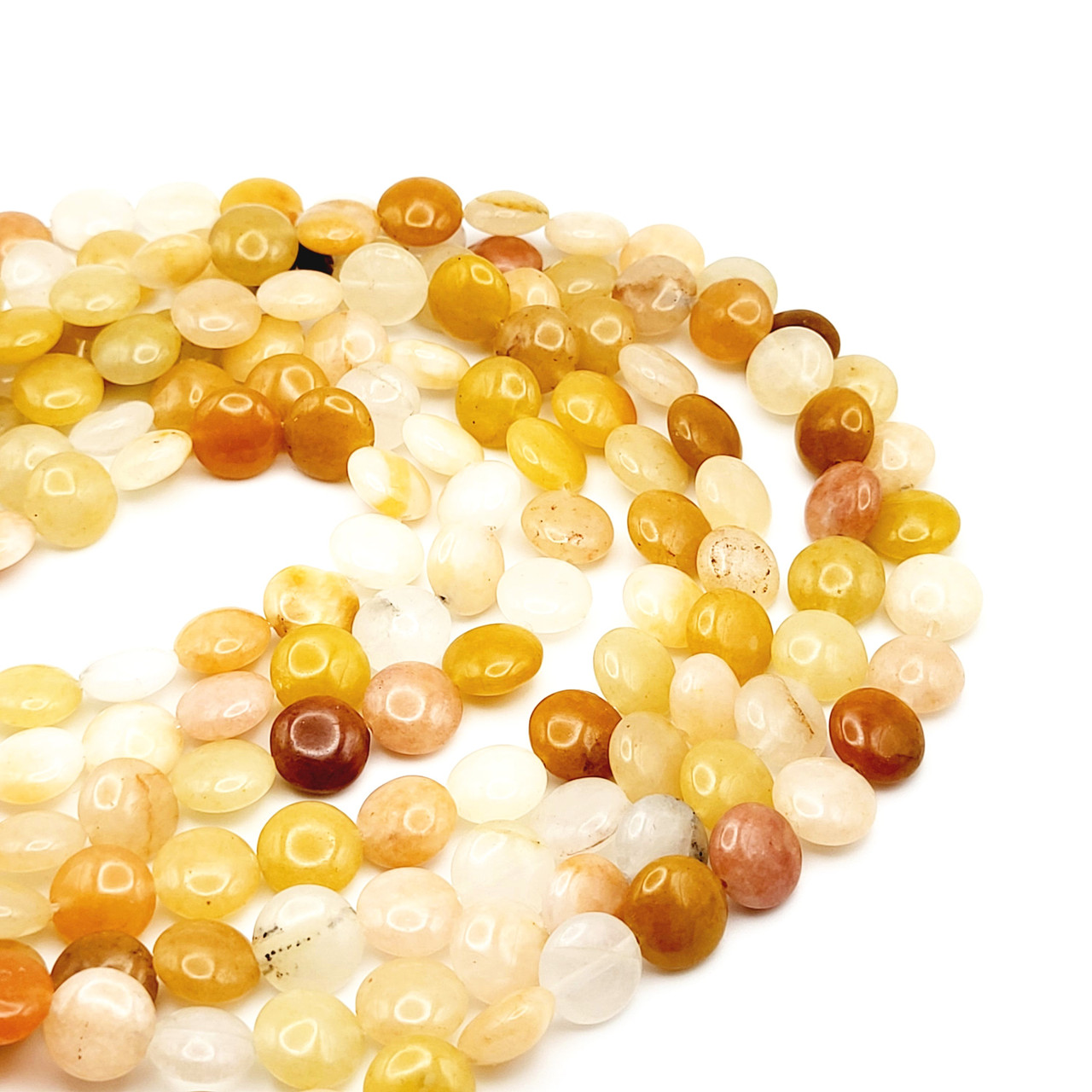 Golden Quartz Coin Bead Strand