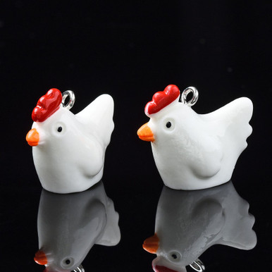 3D White Chicken Charm Pack-4pcs