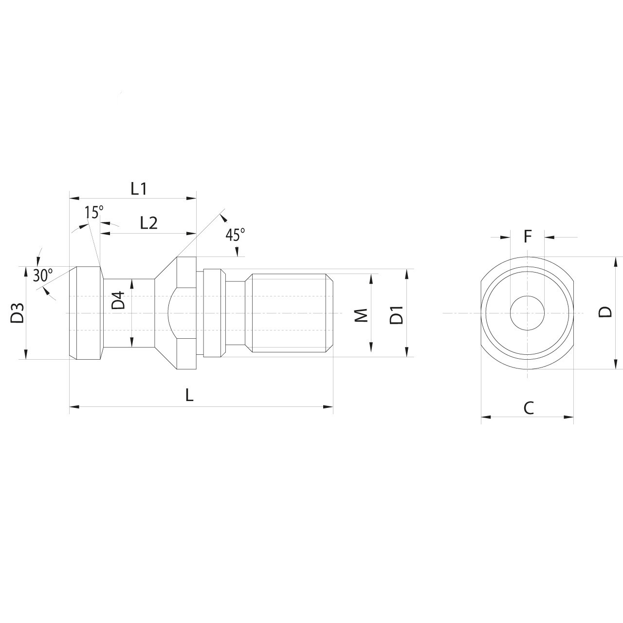 DIN 69872 A Hollow Pull Studs - Omega Products
