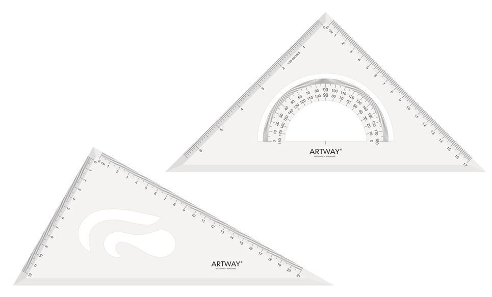 Artway Set Square - Pack of 2 - 45 & 60 degree angles