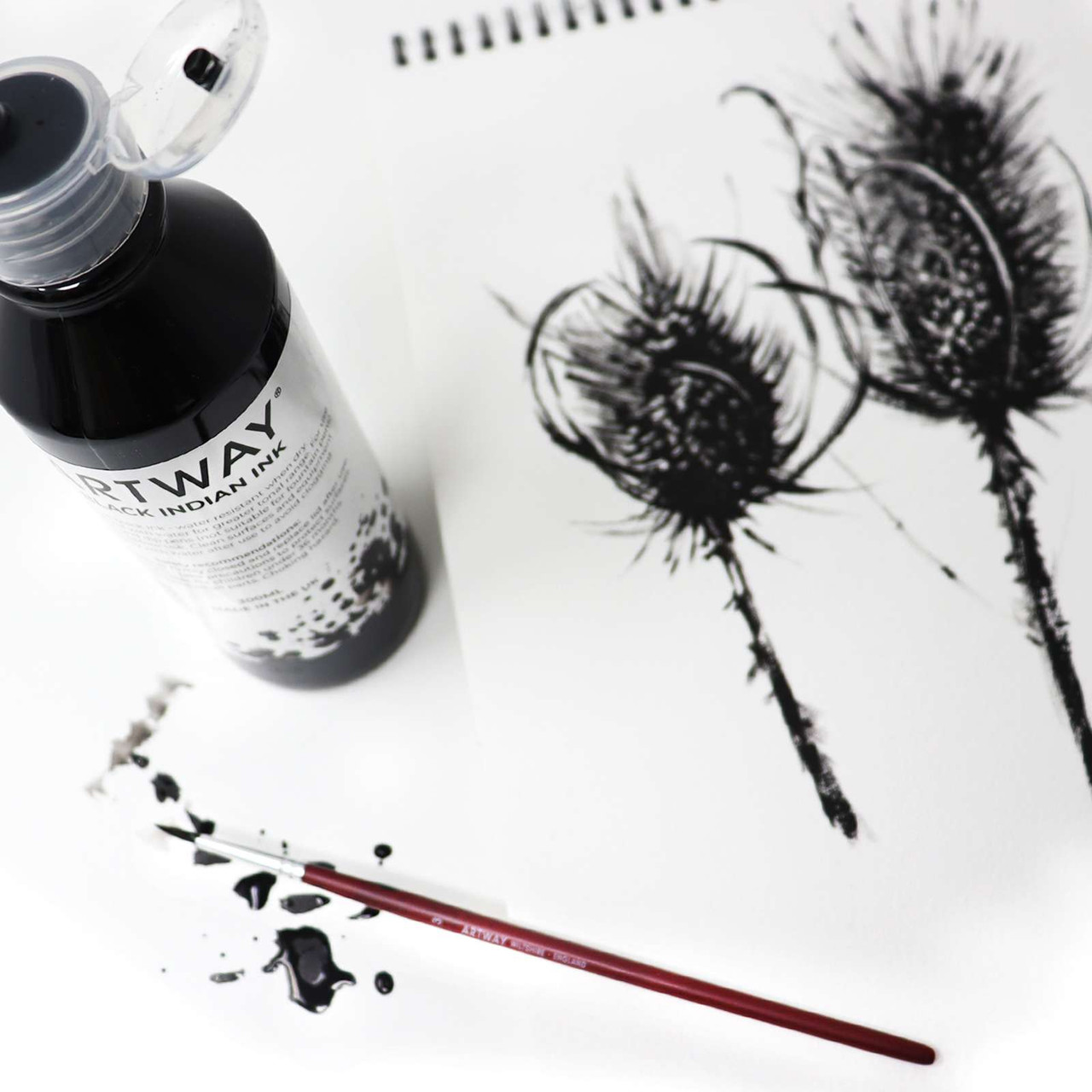Artway Black Indian Ink - For Drawing & Calligraphy - 3 Sizes