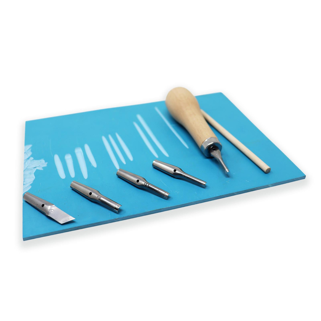 Artway Lino Cutting Tools with Wooden Handle - 5 Assorted Blades