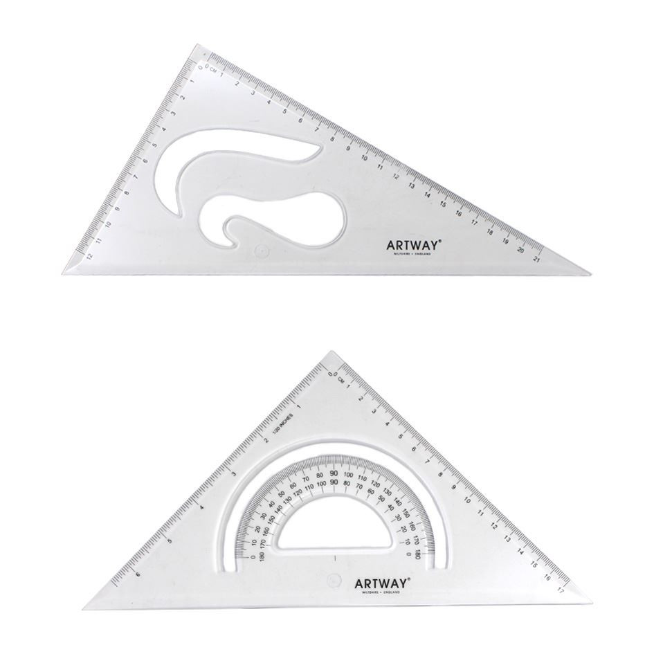 Artway Set Square - Pack of 2 - 45 & 60 degree angles