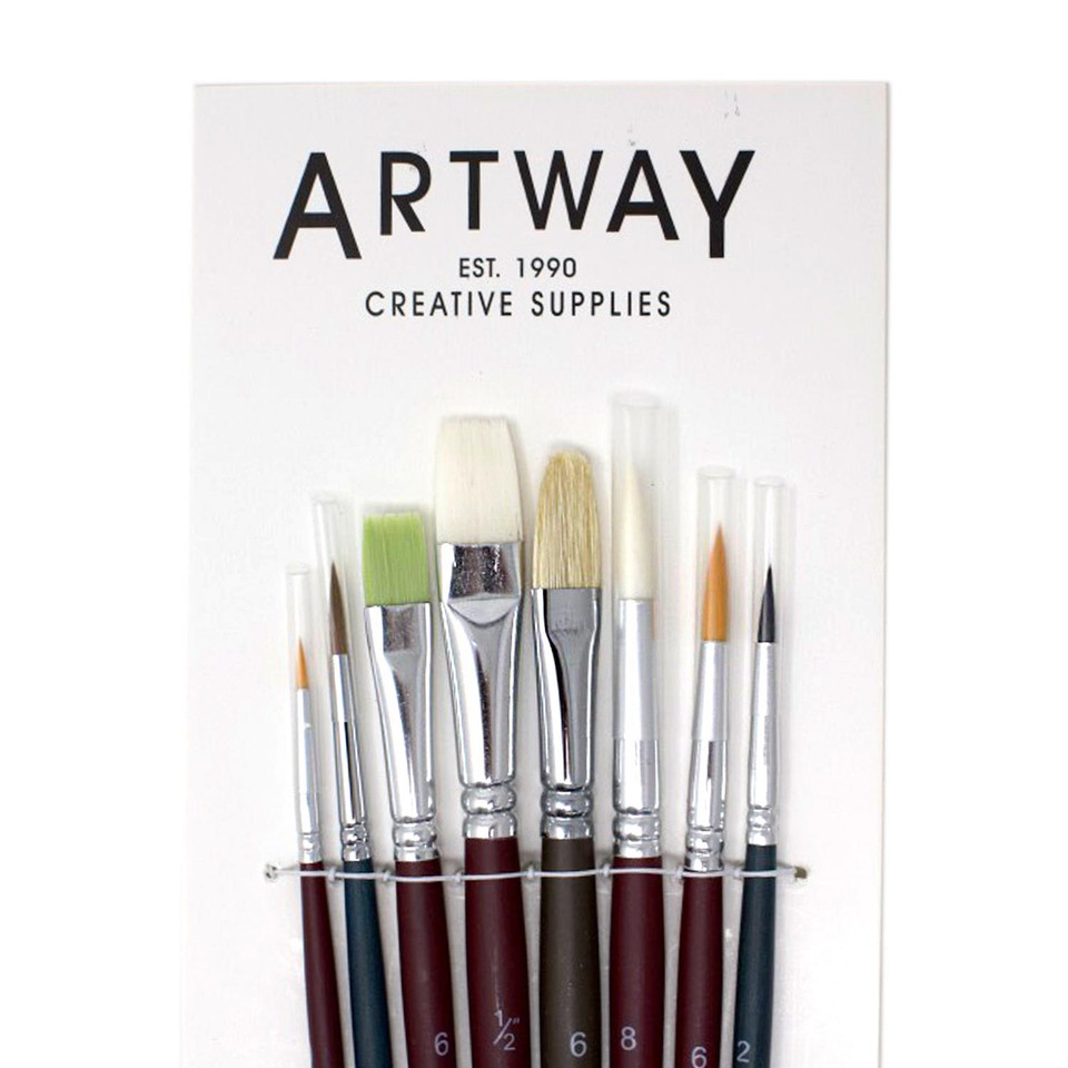 Artway Paint Brush Set - Short Handle (8pc Mixed Premium Brushes)