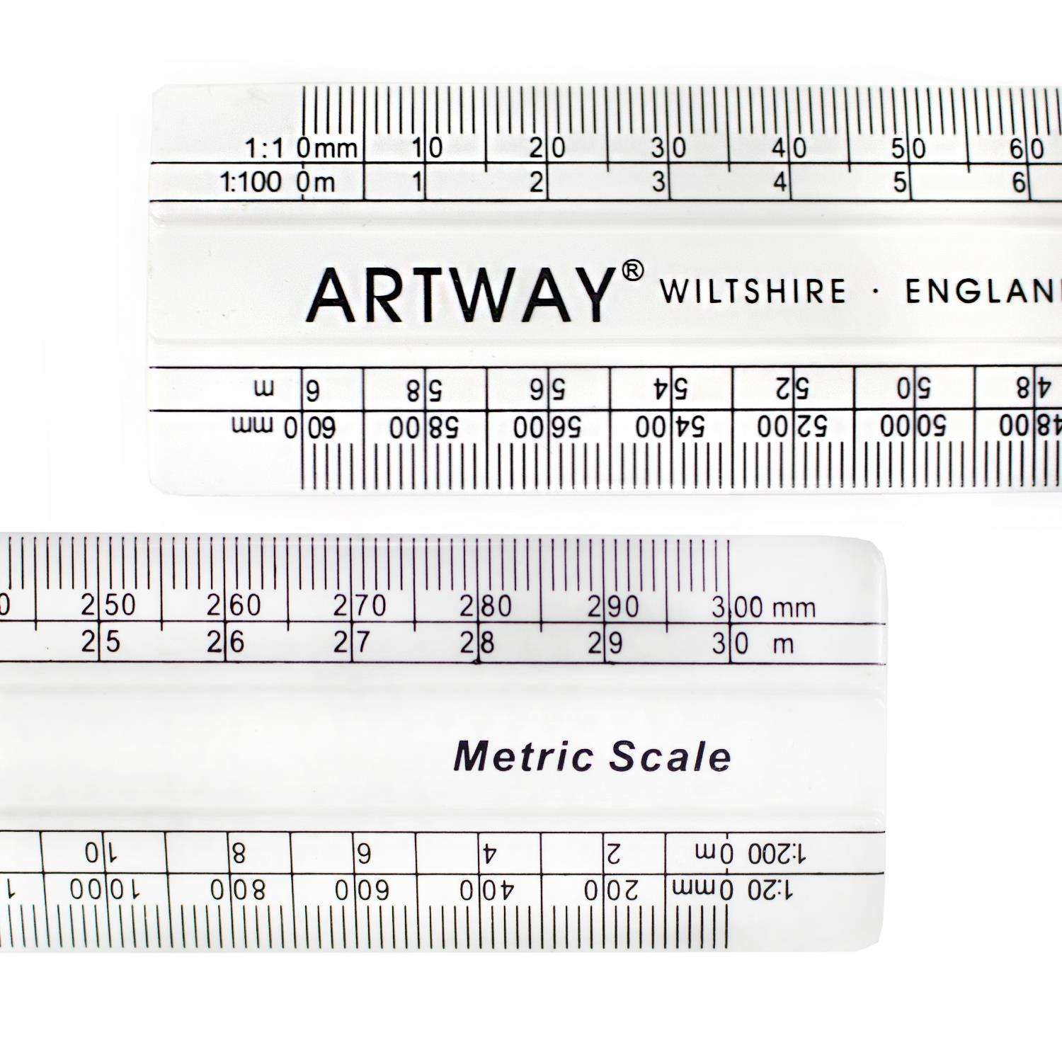 Artway Scale Ruler Metric 300mm White Scale Ruler