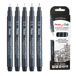 Pentel Pointliner Fineliner Pens - Set of 5
